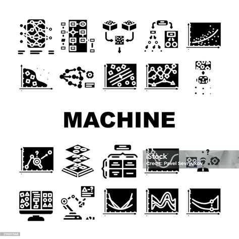 Machine Learning Algorithm Model Icons Set Vector Stock Illustration