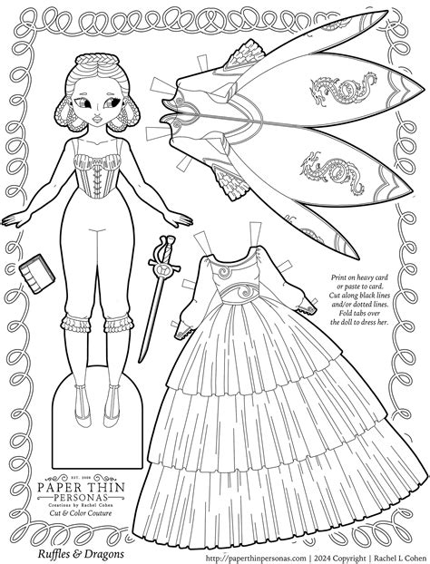 Princess Paper Dolls Coloring Pages 2025