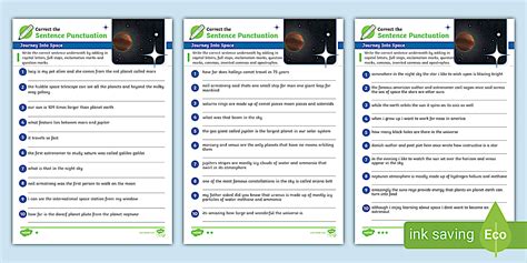 Ks2 Correct The Sentence Punctuation Journey Into Space