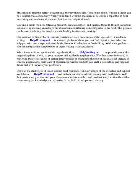 Occupational Therapy Thesis Ideas Pdf
