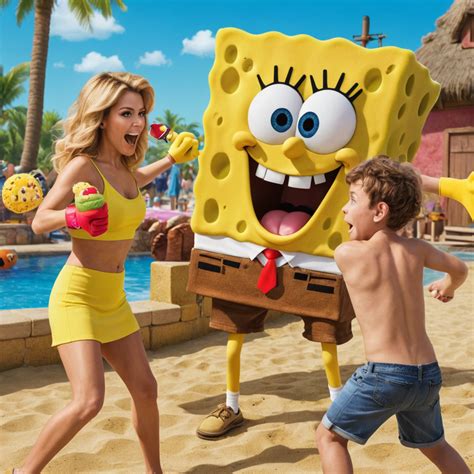 Sandy Punching Spongebob In The Gulf Picasso بيكاسو الخليج