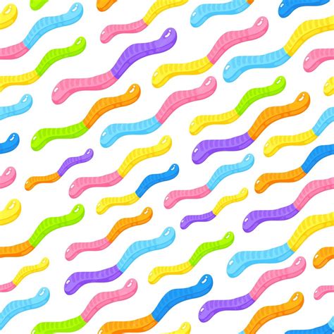 Premium Vector Jelly Worm Sweet Candy Seamless Pattern With Amazing Flavor Flat Style Design