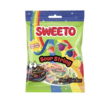 Sweetos Rainbow Sour Strings 80g Indulge Lk