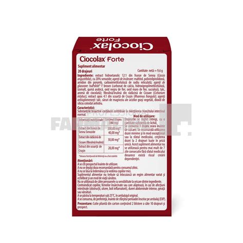 Ciocolax Forte 20 Drajeuri Labormedsupliment Alimentar Cu Un Puternic Efect Laxativ Stimulant