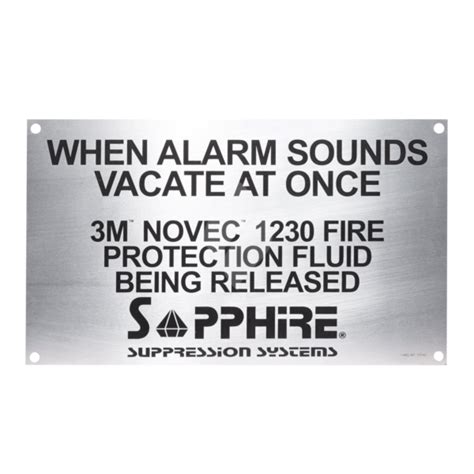 Ansul Warning Plate Do Not Enter Sapphire Novec 1230 Inside Room