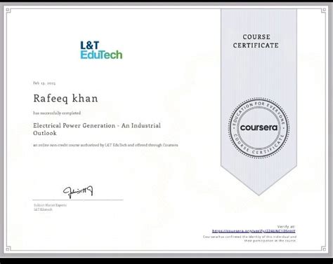 Completed Successfully A Course On The Generation Of Electrical Power