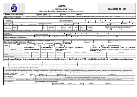 Declarație Fiscală Model 2016 Itl 002 Pdf