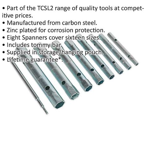 Heavy Duty 9pc Box Spanner Set With Tommy T Bar And Storage Pouch