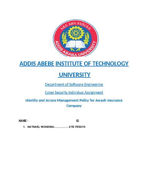 Iam Its An Iam Policy Template Addis Abebe Institute Of Technology