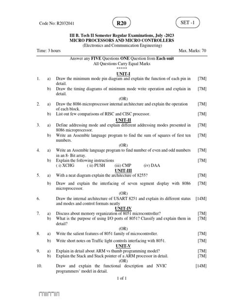 Micro Processors And Micro Controllers Ece July 2023 Pdf