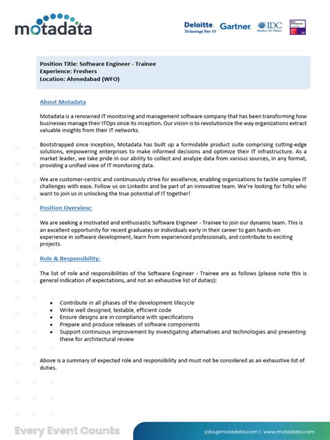 jd software engineer trainee pdf metadata product lifecycle