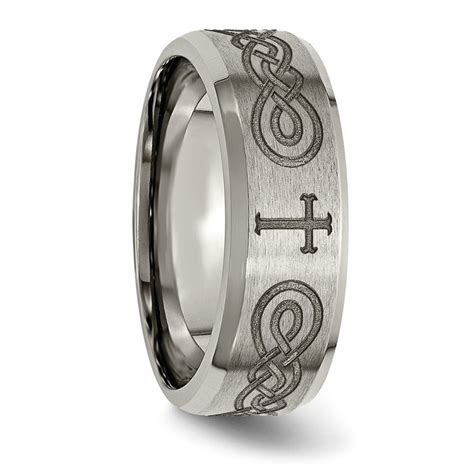 Buy Stylish 8mm Titanium Beveled Edge Band Brushed And Polished With