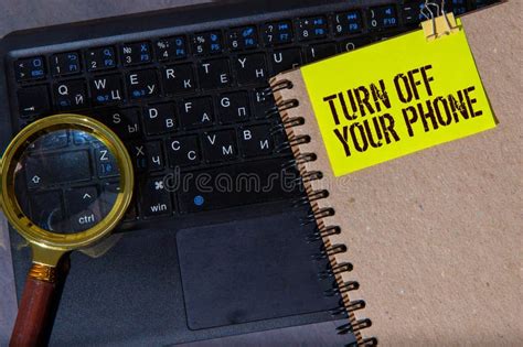 Business Man Pointing The Text Turn Off Your Phone Stock Image Image