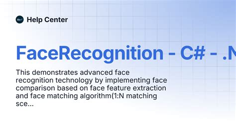Facerecognition C Net Help Center