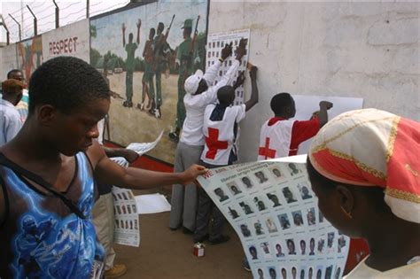 Monrovia In Front Of The Icrc Delegation Hanging Of Tracing Posters