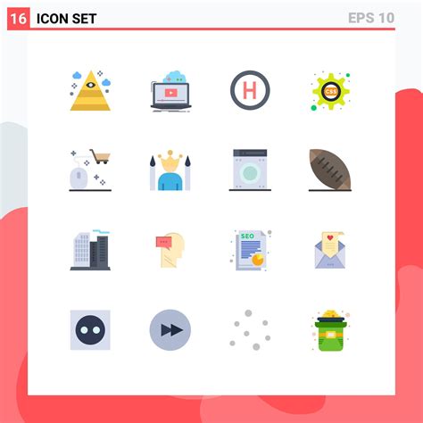 Modern Set Of 16 Flat Colors And Symbols Such As Cart Css Gear Video Css Cascading Editable Pack