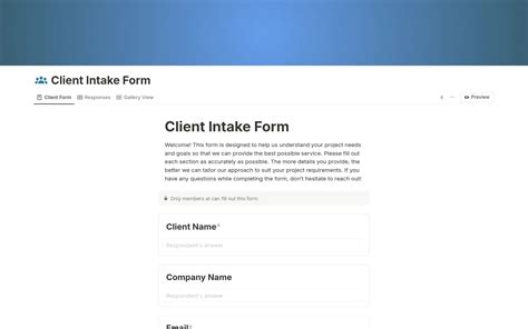 Client Intake Template By Akshay Raveendran Notion Marketplace