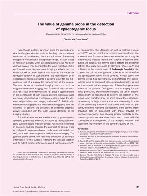 Pdf The Value Of Gamma Probe In The Detection Of Epileptogenic Focus