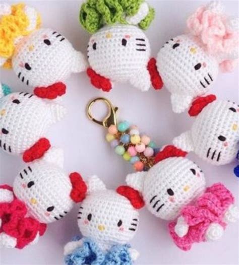Crochet Hello Kitty Keychain Adorable Handmade Charm