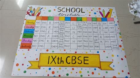Decorative Timetable For School