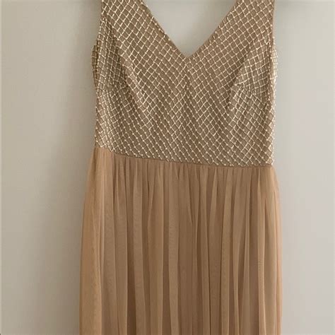 Adrianna Papell Champagne Beaded Gown Gem