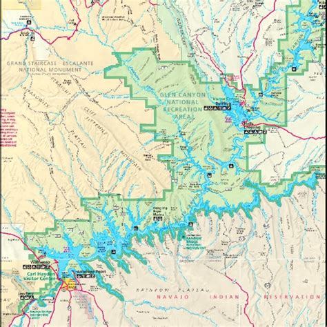Map Indicating The Precise Location Of Lake Powell In The United States