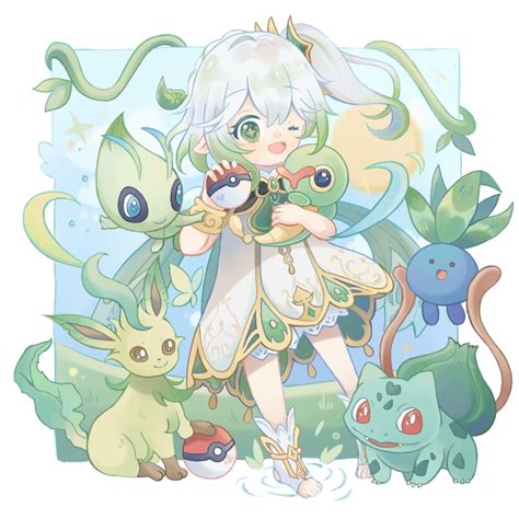 Arri Arrihare Bulbasaur Caterpie Celebi Leafeon Nahida Genshin