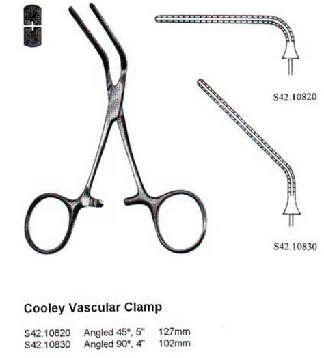 Cooley Vascular Clamp Angled Led 90o 4 102mm Surgical Instruments
