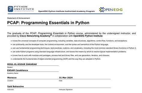 Zakariae Moul El Ksour On Linkedin Python Programming Certification