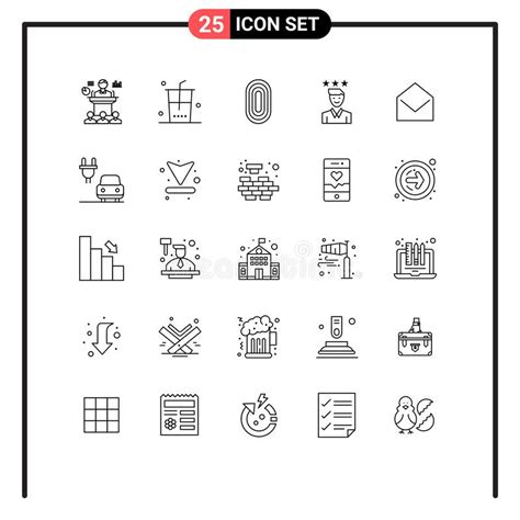 Mobile Interface Line Set Of 25 Pictograms Of Job Career Shopping Business Ornamental Stock