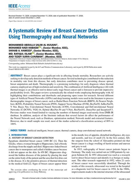 A Systematic Review Of Breast Cancer Detection Using Thermography And Neural Networks Pdf
