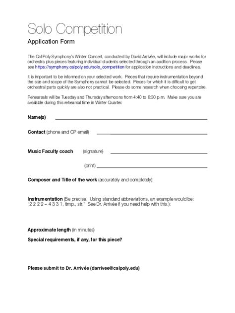 Fillable Online Solo Competition Application Form Fax Email Print