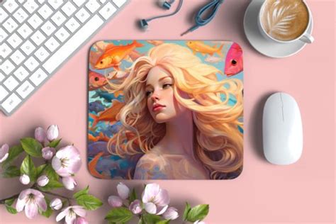 Blonde Mermaid Mouse Pad Design Graphic By Ailirel Design · Creative Fabrica