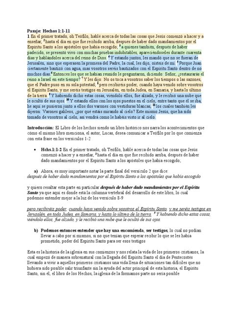 Predicacion Expositiva Del Libro De Los Hechos Capitulo 1 1 11 Pdf