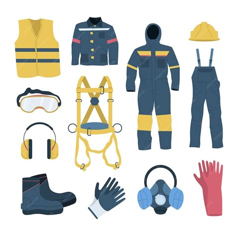 Personal Protective Equipment Flat Set With Elements Of Clothes And