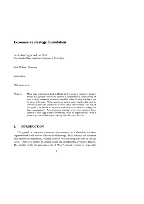 Pdf E Commerce Strategy Formulation