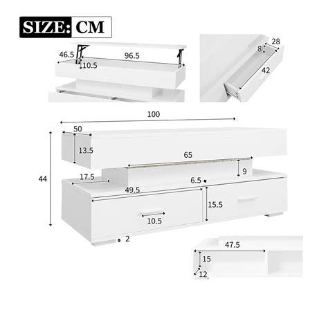 Mesa De Centro Elevable Rectangular De Panel De Partículas Con 2