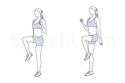 High Knees Illustrated Exercise Guide High Knee Exercise Workout Guide Knee Exercises