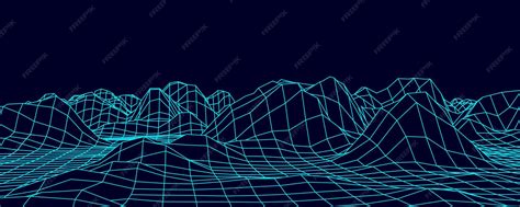 Premium Vector Technology Wireframe Landscape Futuristic Polygonal
