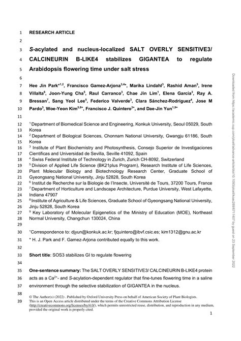 Pdf S Acylated And Nucleus Localized Salt Overly Sensitive3
