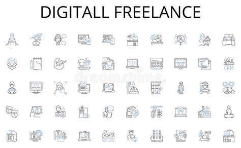 Digitall Freelance Line Icons Collection Congregation Horde Cluster