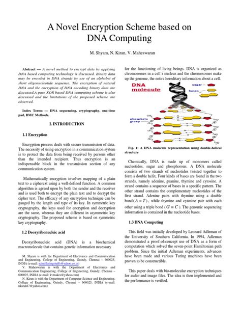 a novel encryption scheme based on dna computing m shyam n kiran v