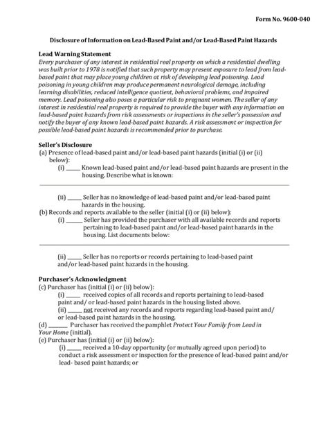 Lead Based Paint Disclosure Form Essentials Explained Simple Forms