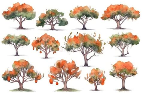 Ai Generated Illustration Of Various Tree Silhouettes Featuring Array Ai Generated Illustration Of Various Tree Silhouettes Featuring Array