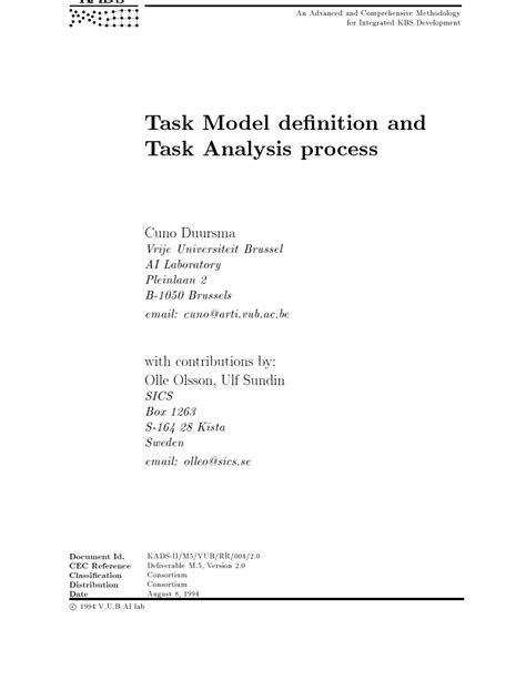 Pdf Task Model Definition And Task Analysis Process