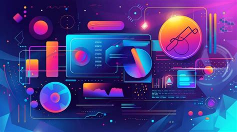 Premium Photo Abstract Futuristic Technology Interface With Neon Glowing Elements And Data