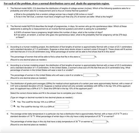 Solved Or Each Of The Problem Draw A Normal Distribution Chegg