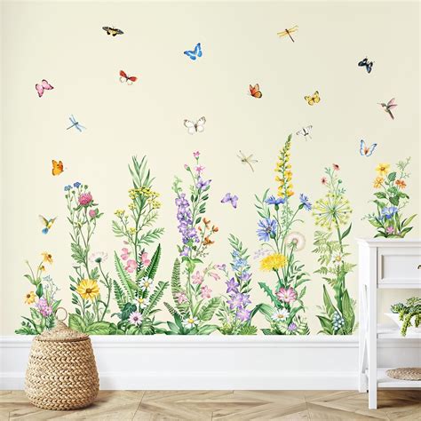 Tanlaby Wildflower Wall Decals Spring Summer Flower Floral