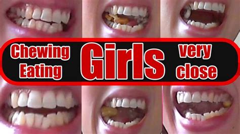 Girls With Beautiful Teeth Eat Hard Stuff Chew Food Mastication Clip