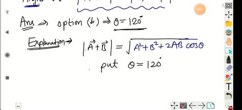 Solved For Which Angle Between Two Equal Vectors A And B Will The